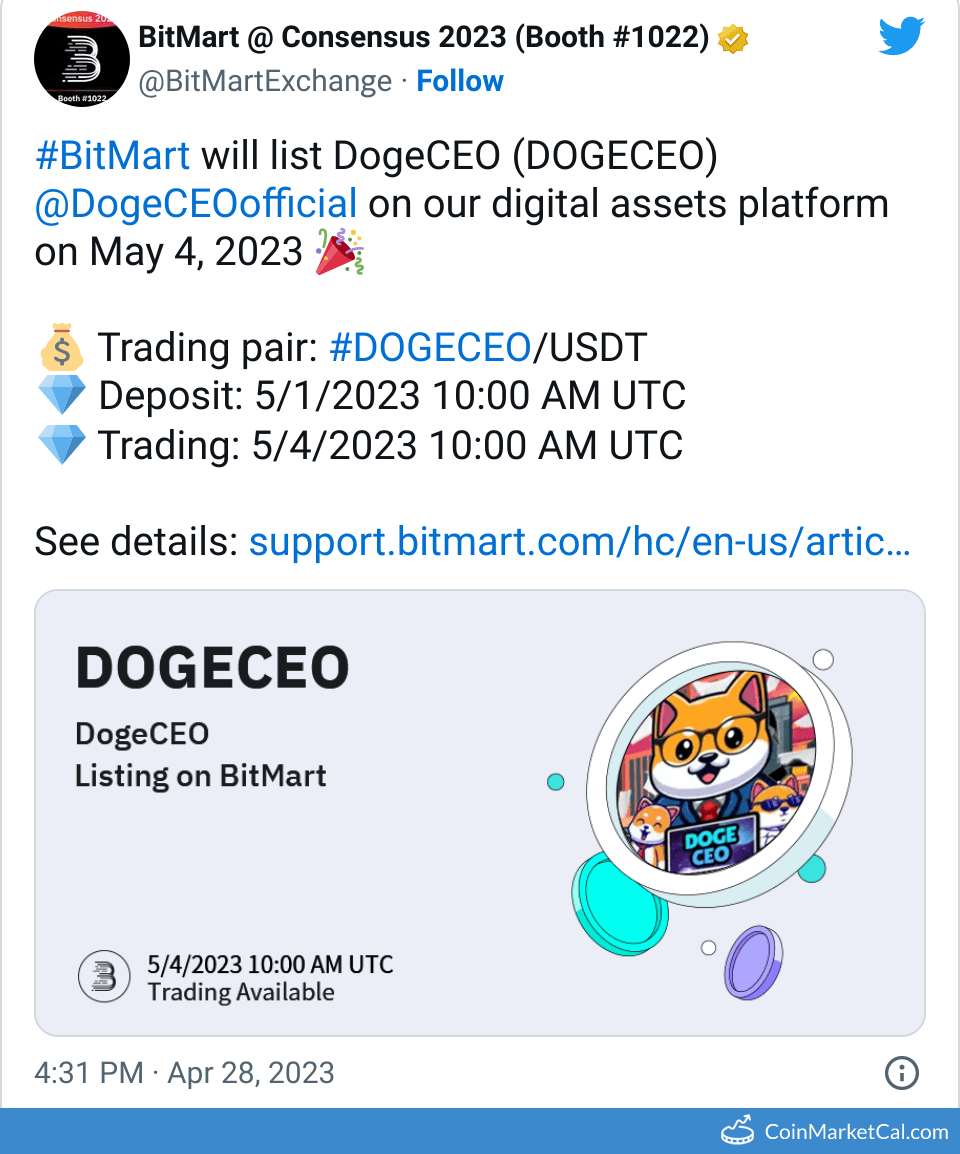 Doge CEO (DOGECEO) - BitMart Listing