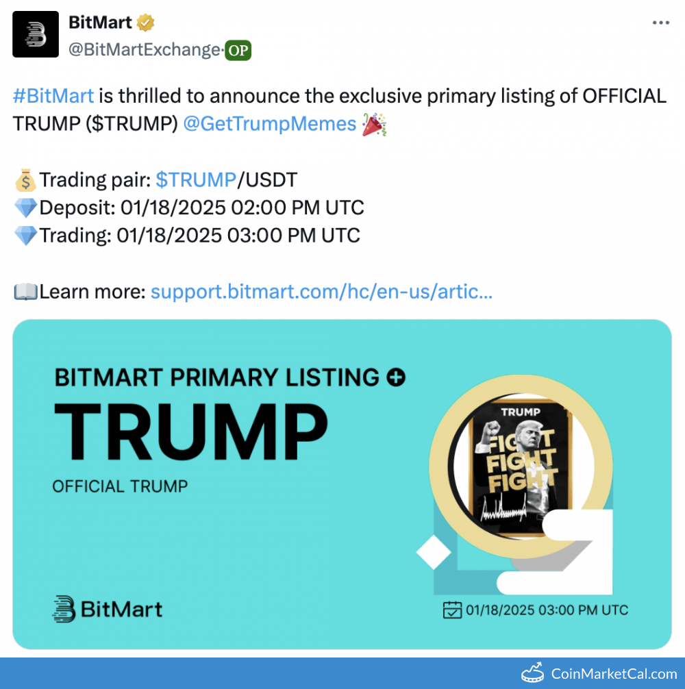 Official Trump (TRUMP) - BitMart Listing
