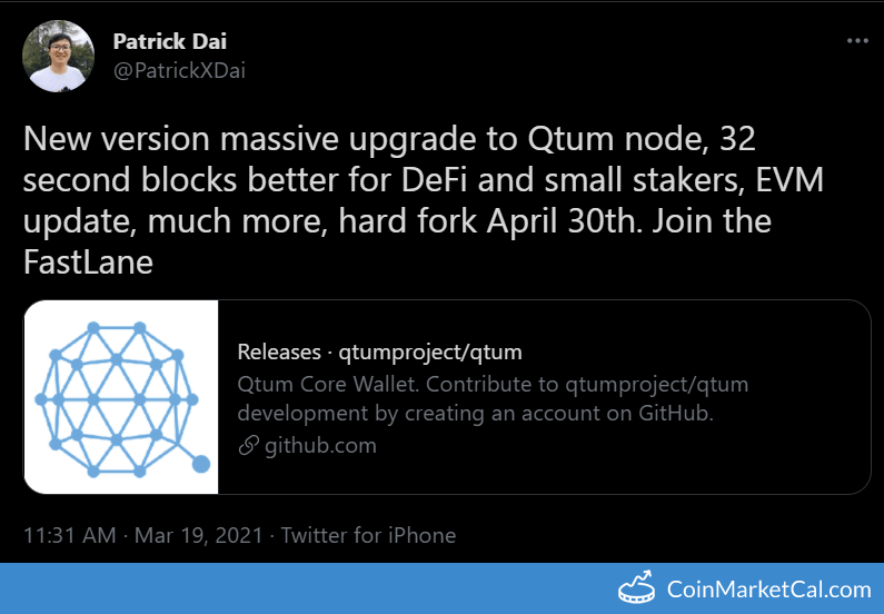 Qtum (QTUM) - New Version Fork
