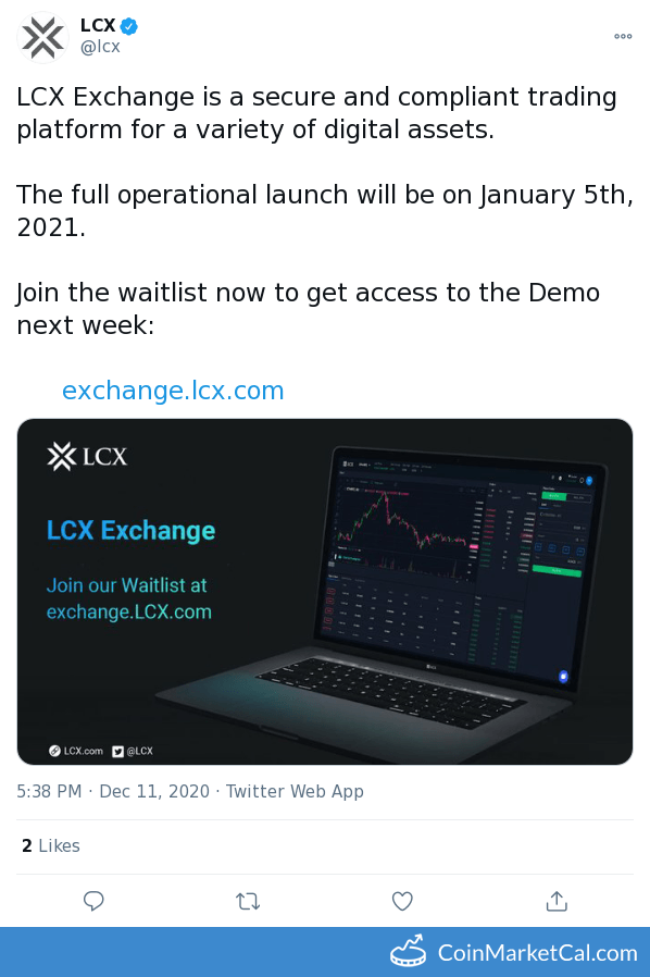 LCX (LCX) - LCX Exchange Launch