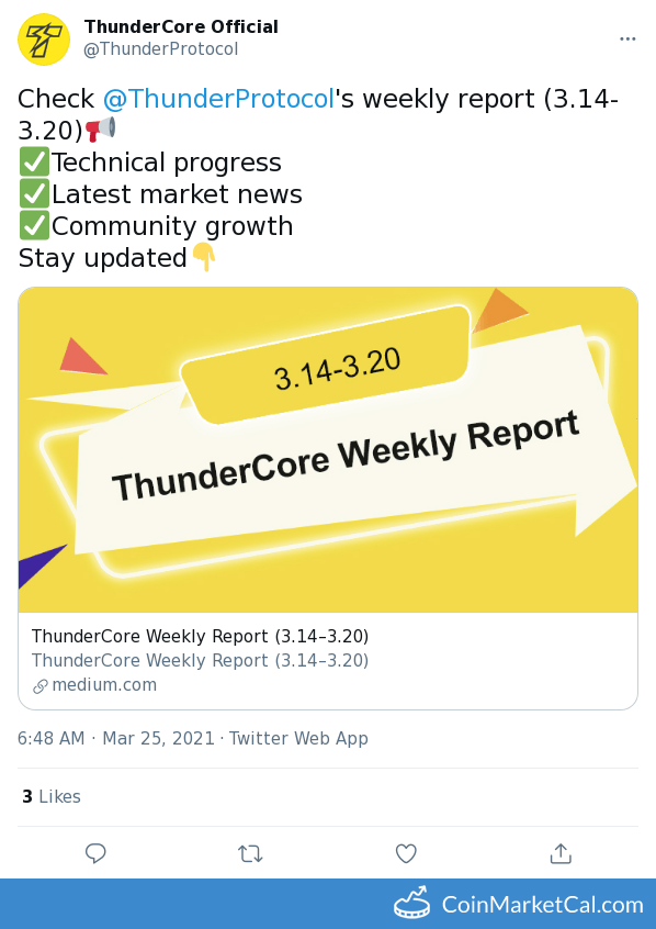 ThunderCore (TT) - Weekly Report
