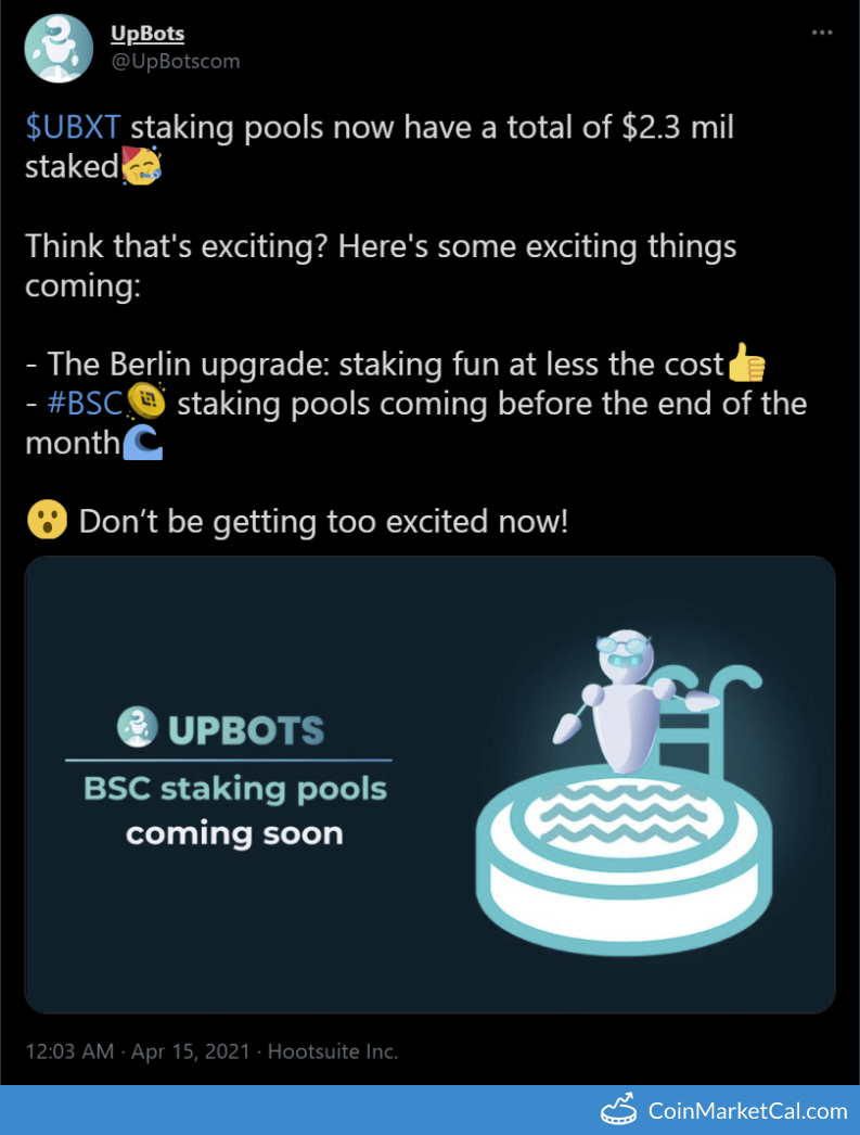 UpBots Token (MBXN) - Staking Pools on BSC