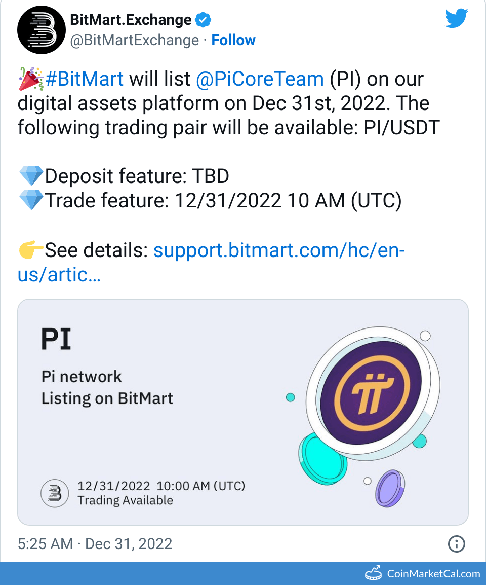Pi Network [IOU] (PI) - BitMart Listing