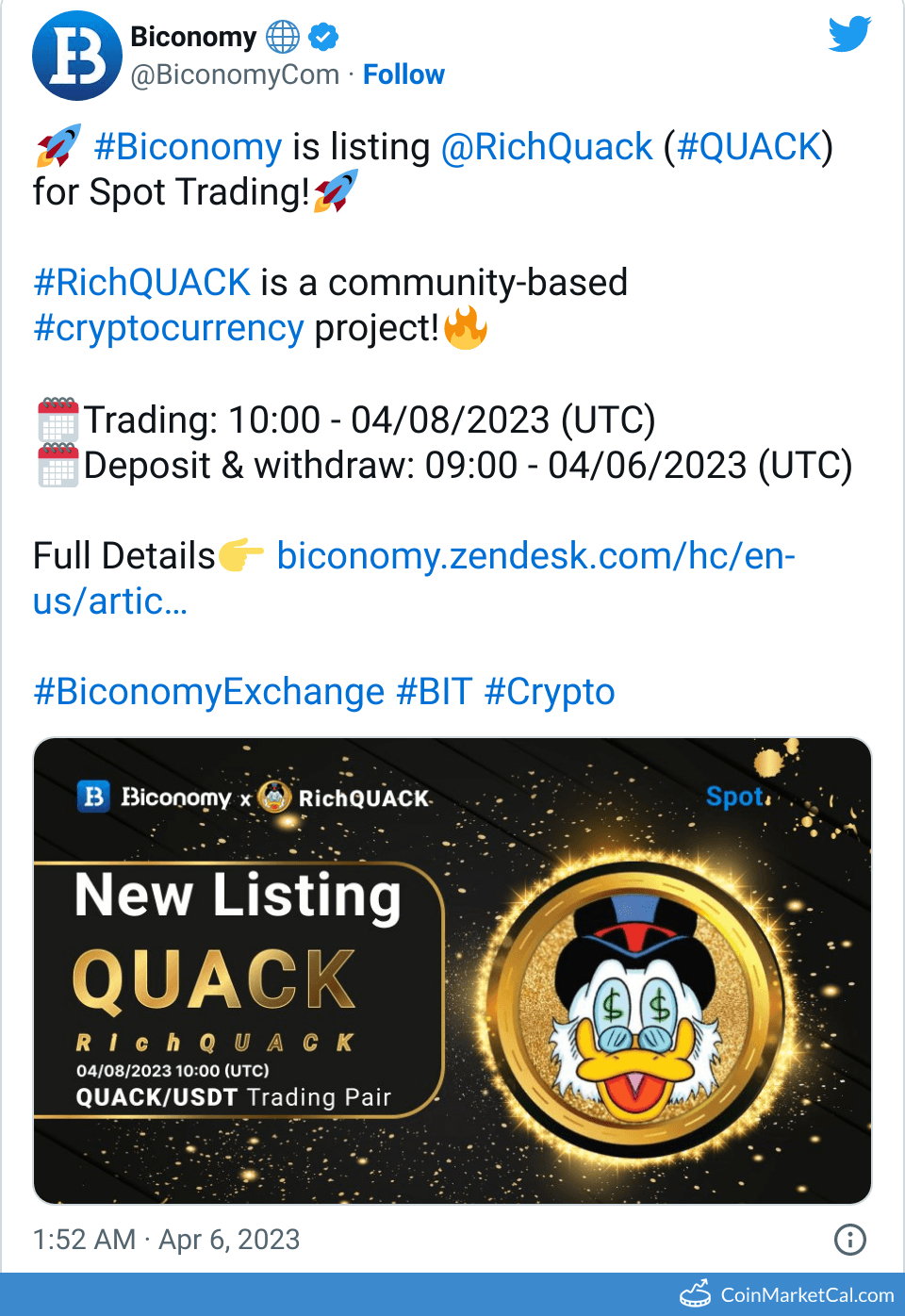 Rich Quack (QUACK) - Biconomy Listing