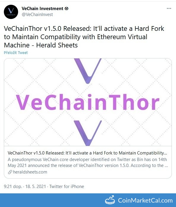 VeChain (VET) - Thor v1.5.0 Testnet
