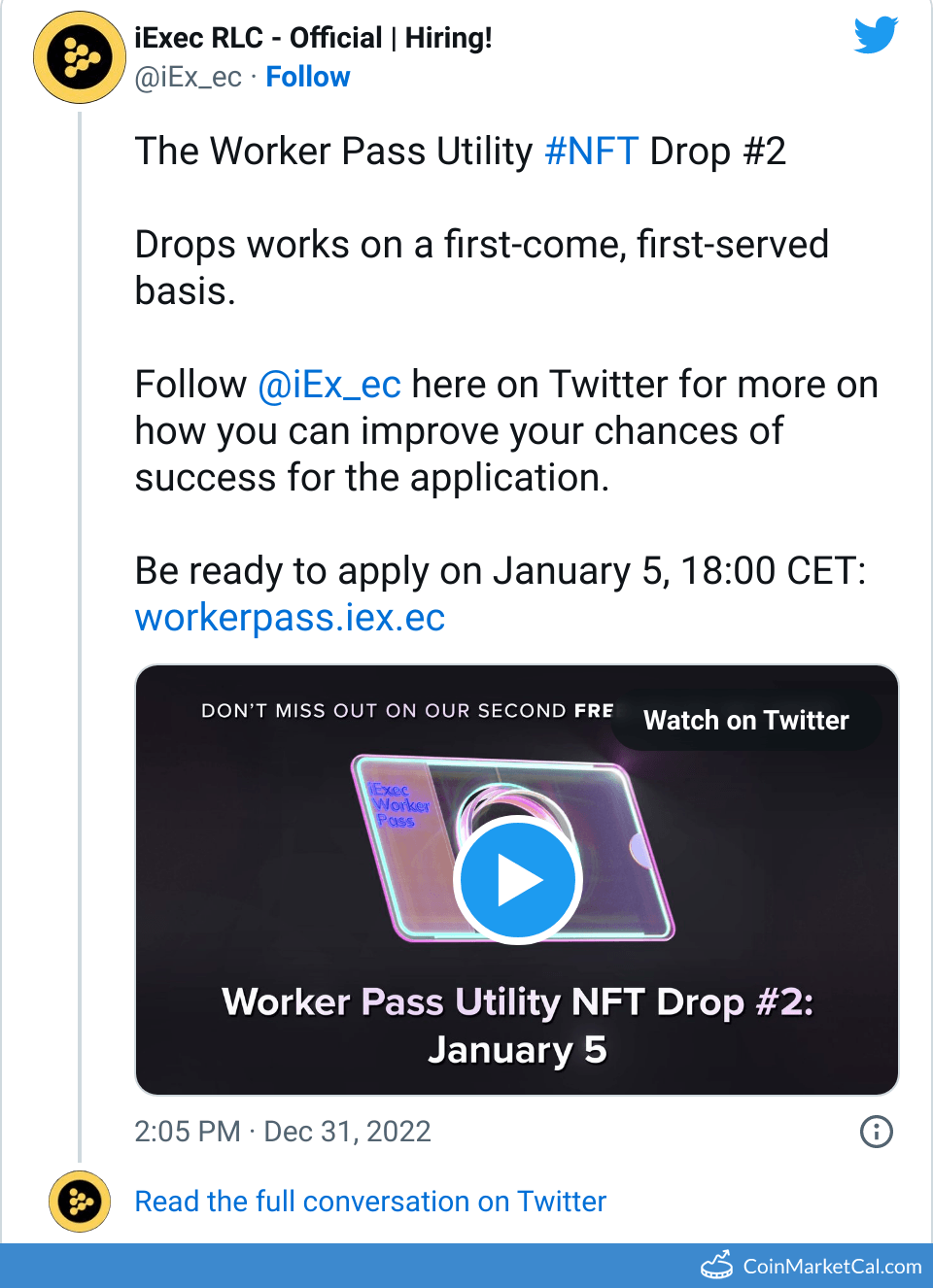 iExec RLC (RLC) - Worker Pass Utility NFT 2