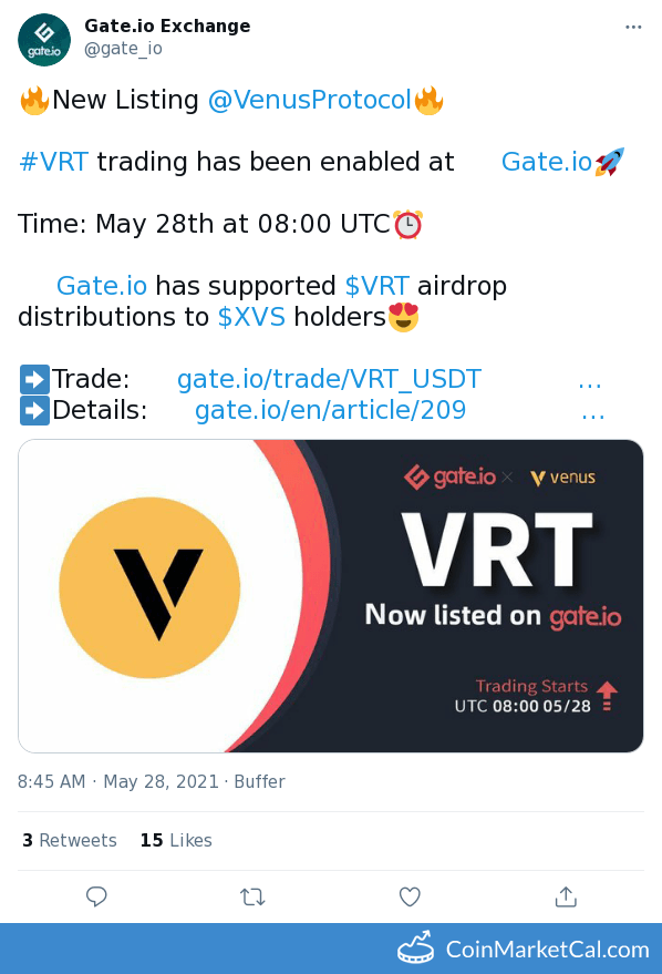 Venus Reward Token (VRT) - Gate.ioリスト