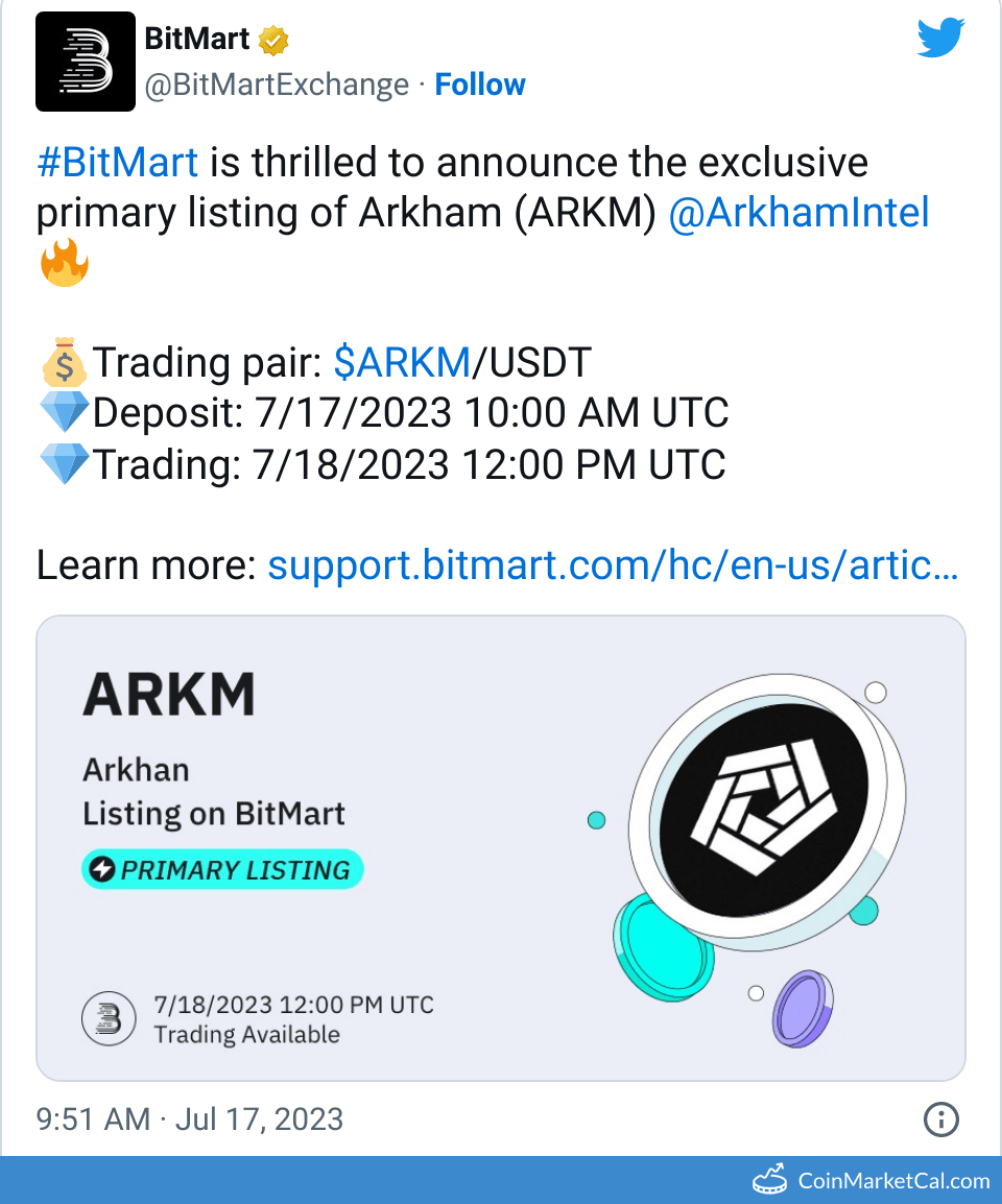 Arkham (ARKM) - BitMart Listing