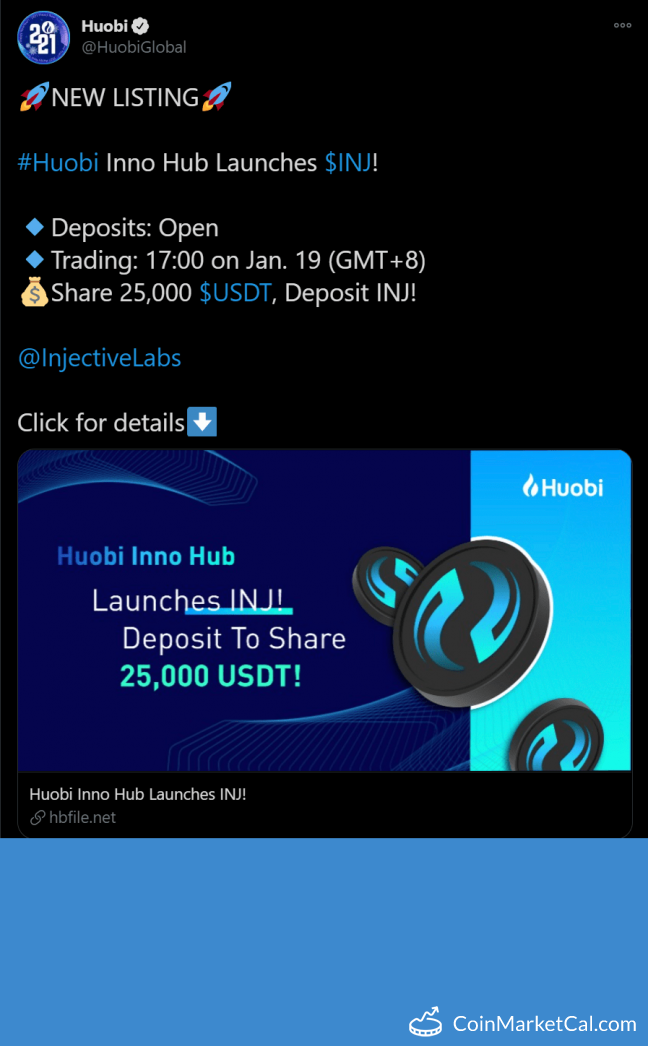 Injective (INJ) - Huobi Inno Hub Listing
