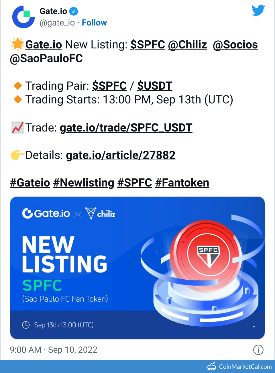 Sao Paulo FC Fan Token (SPFC) - Gate.io Listing
