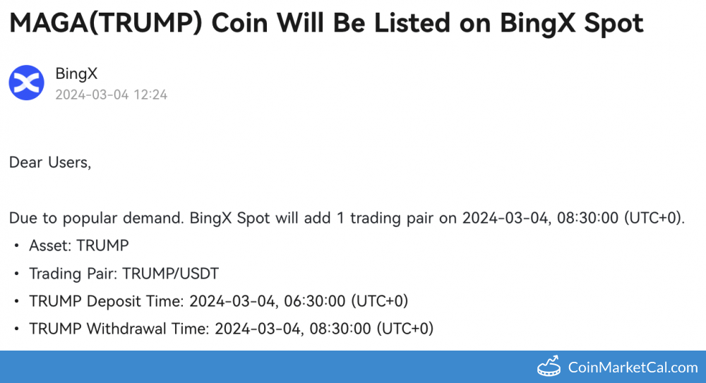 MAGA (TRUMP) - BingX Listing