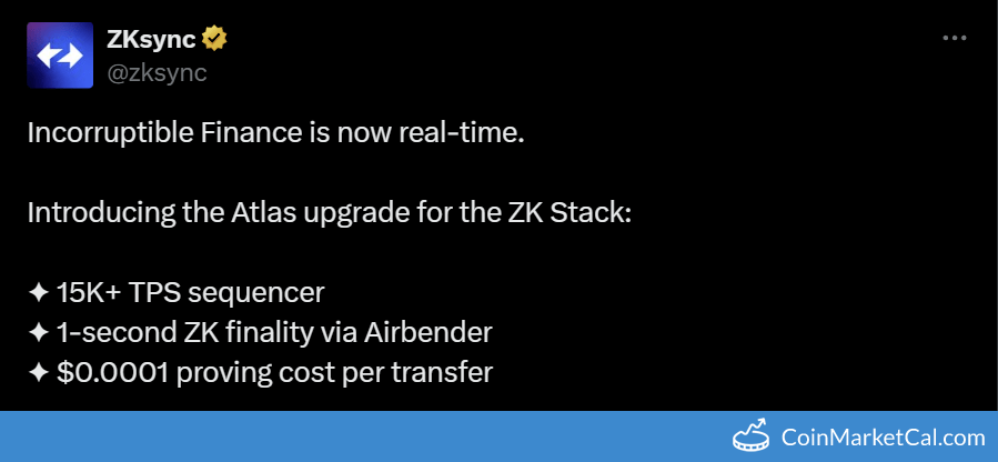 ZKsync (ZK): Atlas Upgrade (Oct 07, 2025) | CoinMarketCal