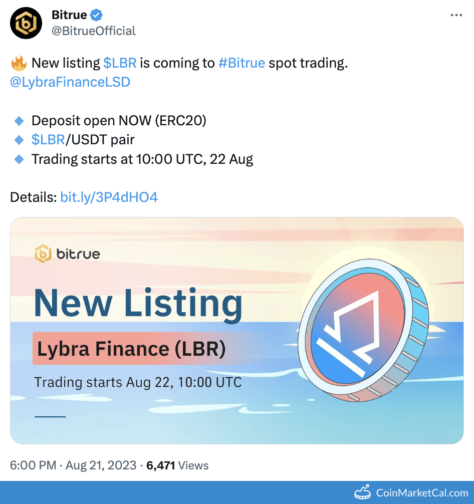 Lybra (LBR) - Bitrue Listing