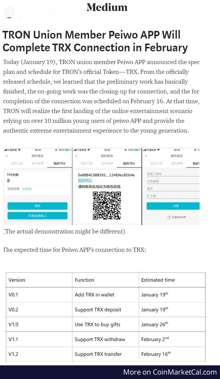 TRON (TRX) - TRON Union Peiwo