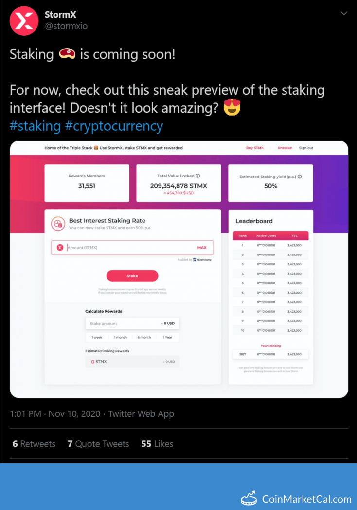 StormX (STMX) - Staking Interface Preview
