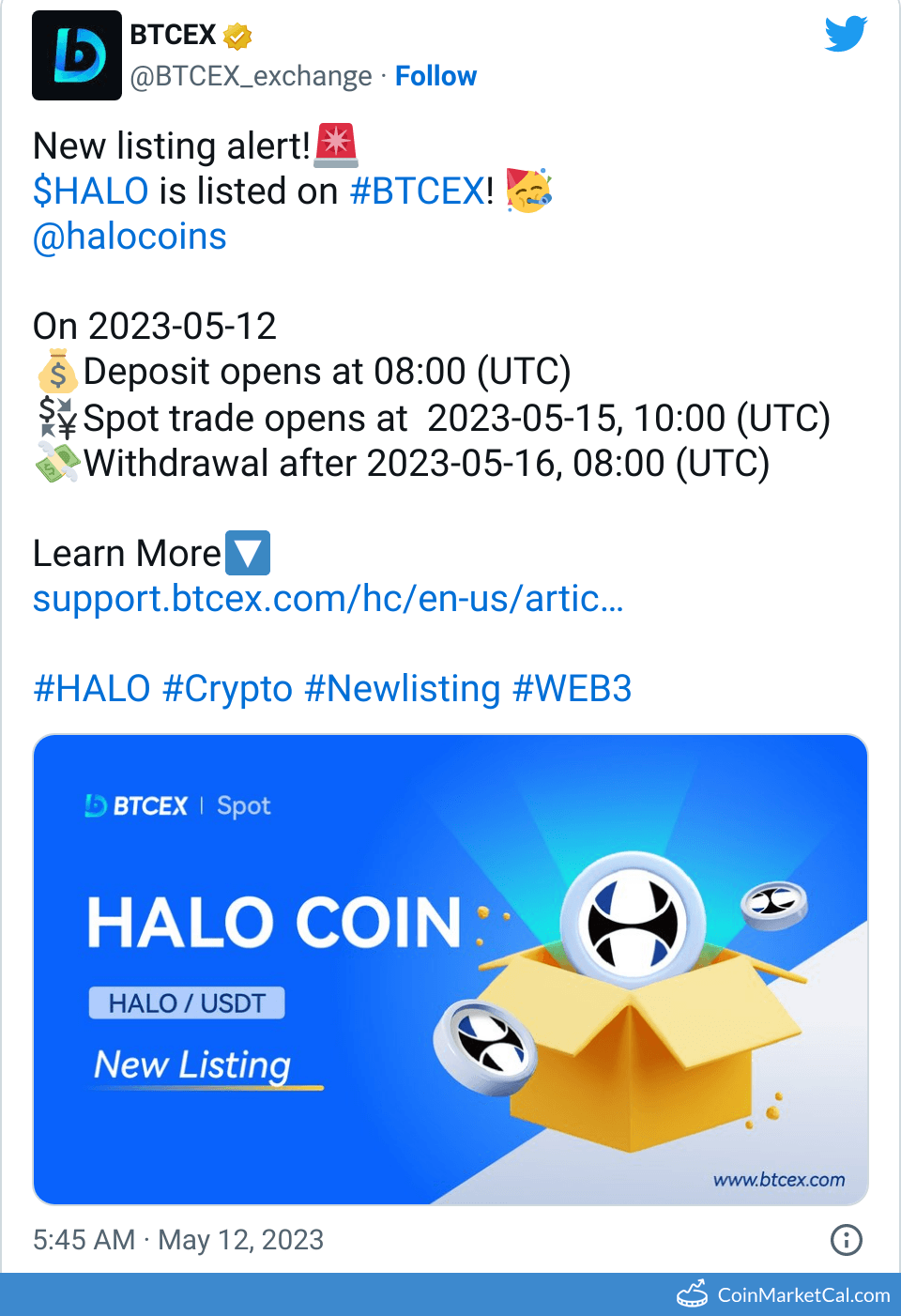 Halo Coin (HALO) - BTCEX Listing