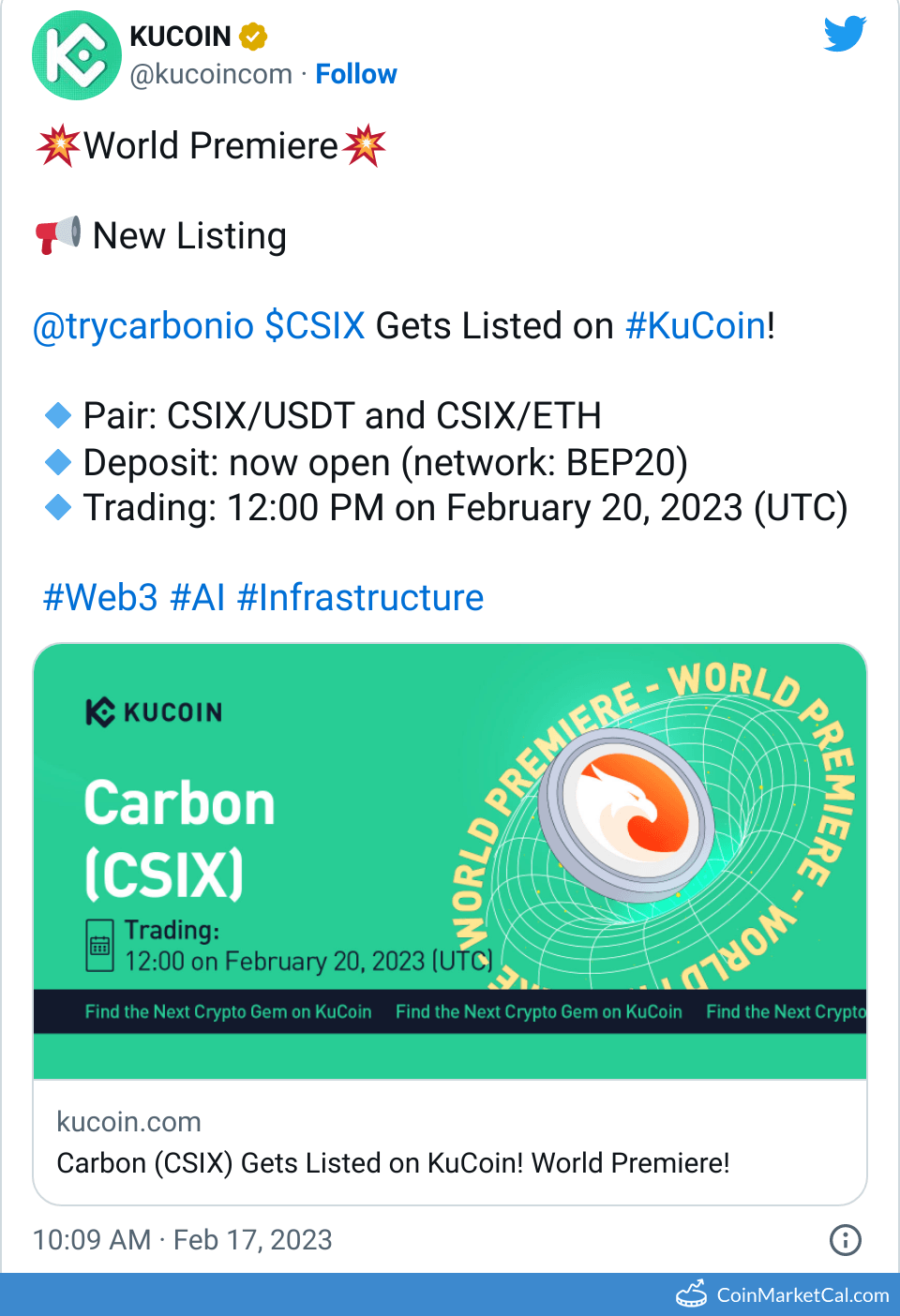 Carbon Browser (CSIX) - KuCoin Listing