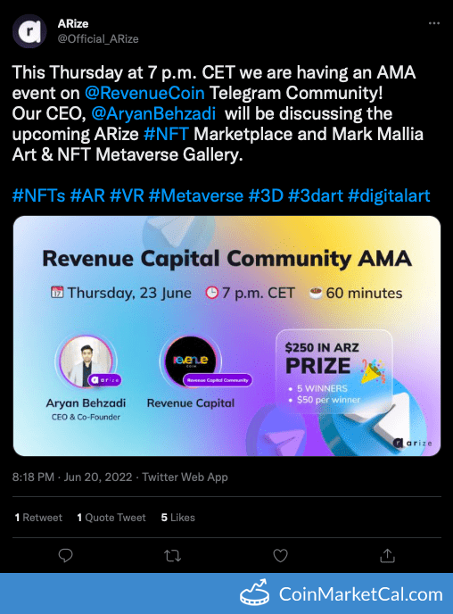 Revenue Coin (RVC) - RVC & ARZ Telegram AMA