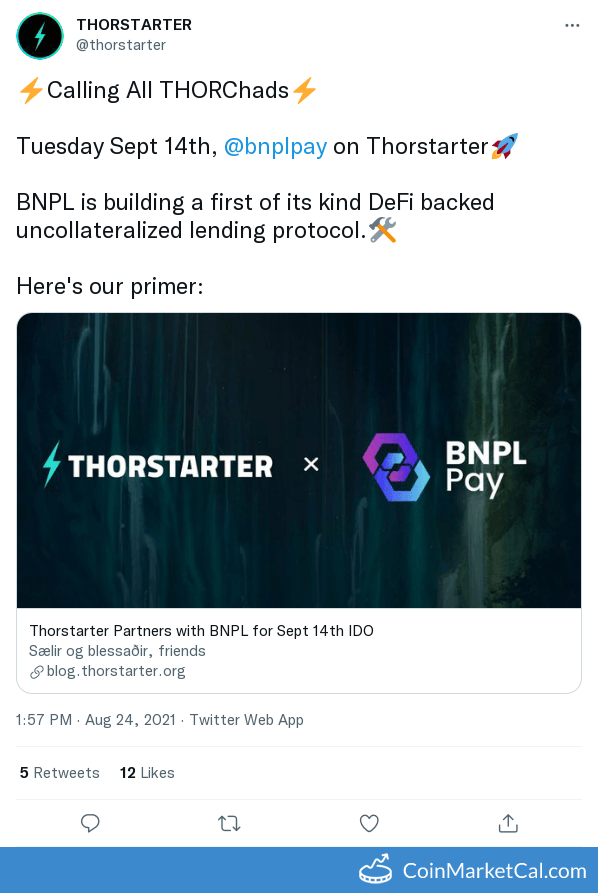 Thorstarter (XRUNE) - BNPL IDO
