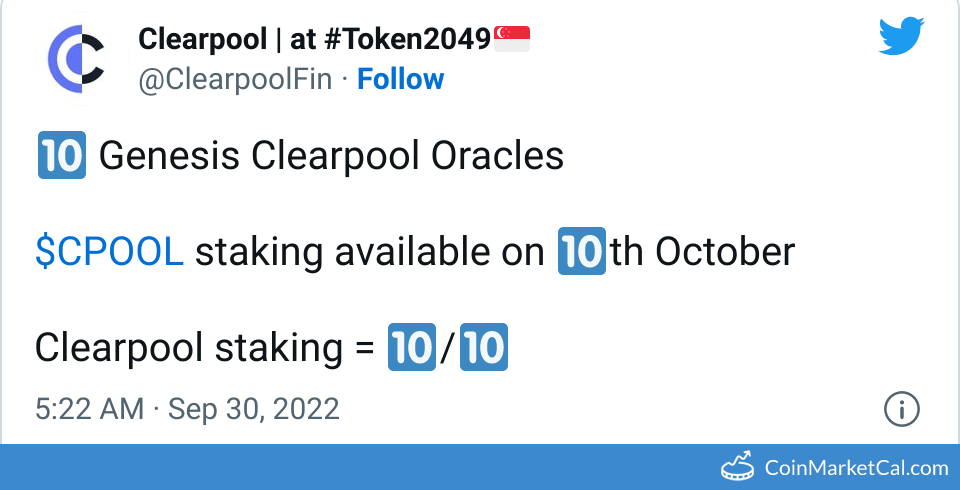 Clearpool (CPOOL) - 스테이킹 런칭