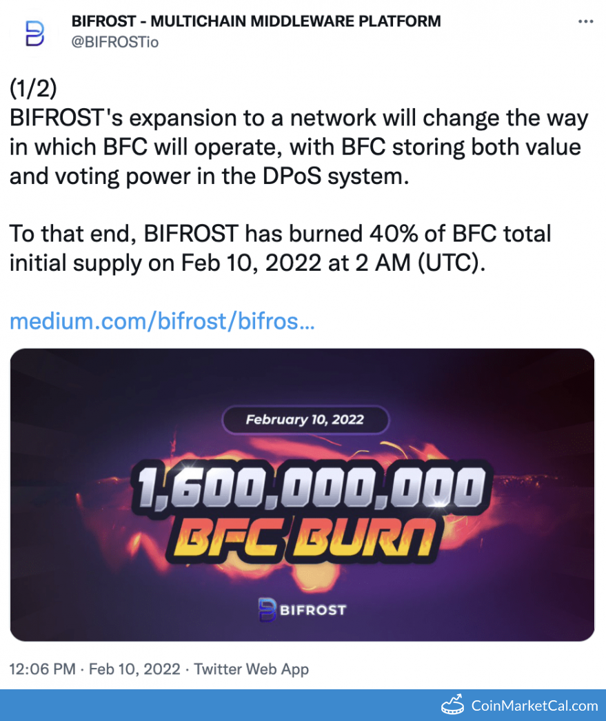 Bifrost (BFC) - Token Burn