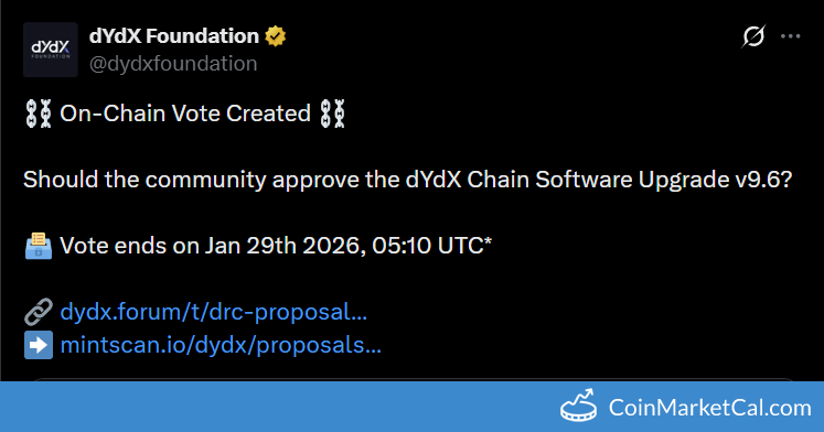 dYdX (DYDX): Prop #342 Vote (Jan 29, 2026) | CoinMarketCal
