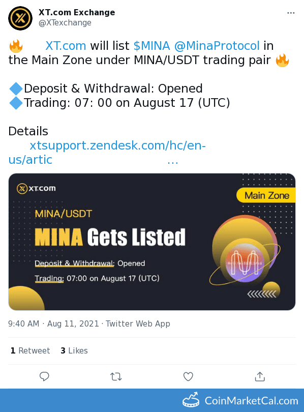Mina Protocol (MINA) - XT Listing