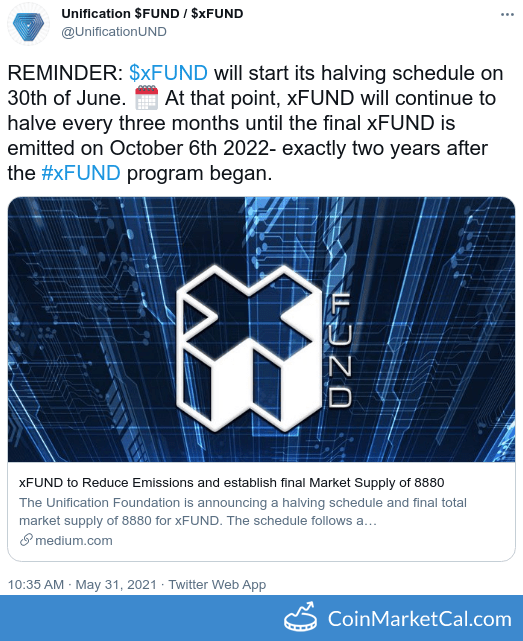 xFUND (XFUND) - Token Supply Halving