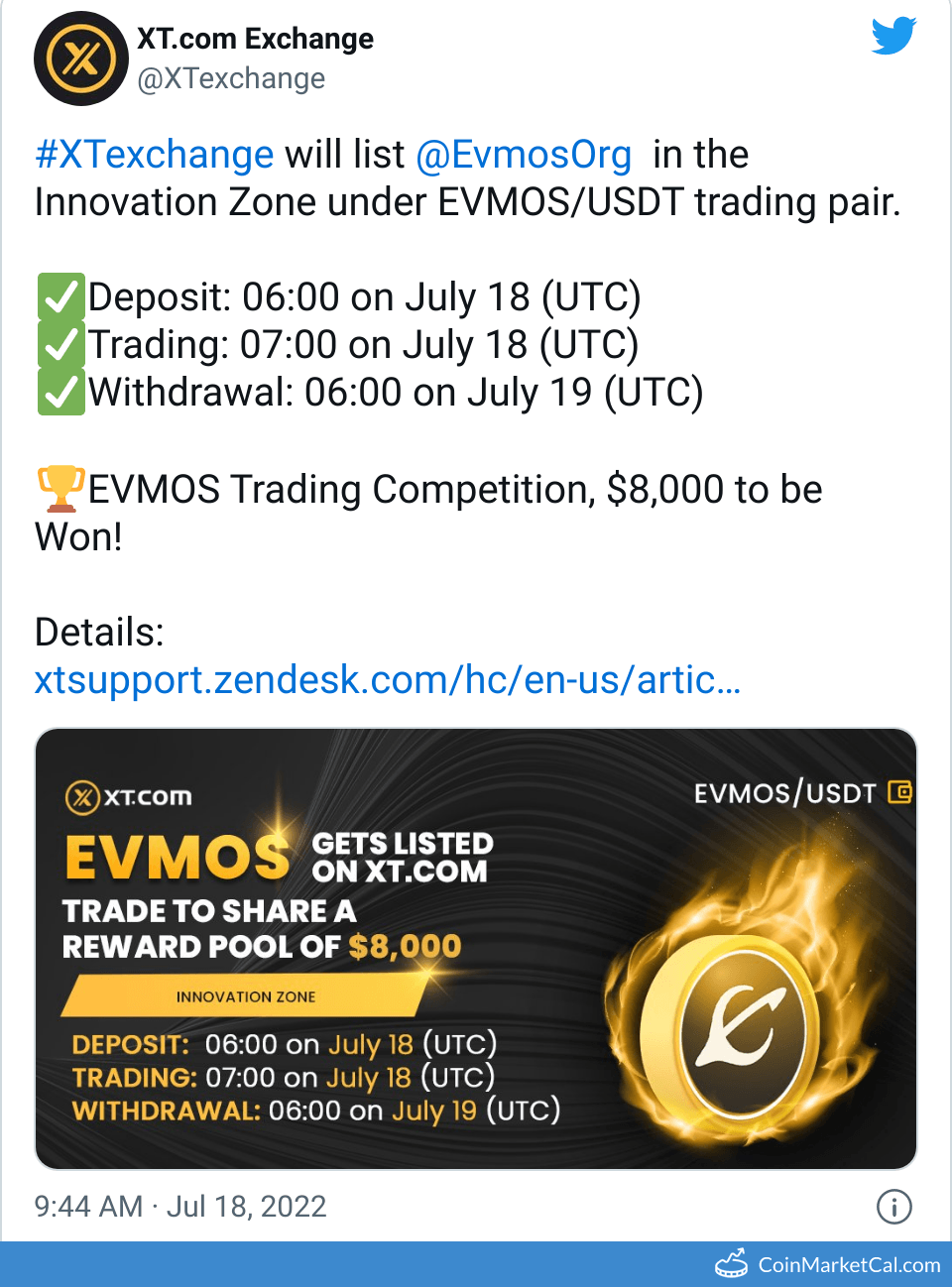 Evmos (EVMOS) - XT.COM Listing