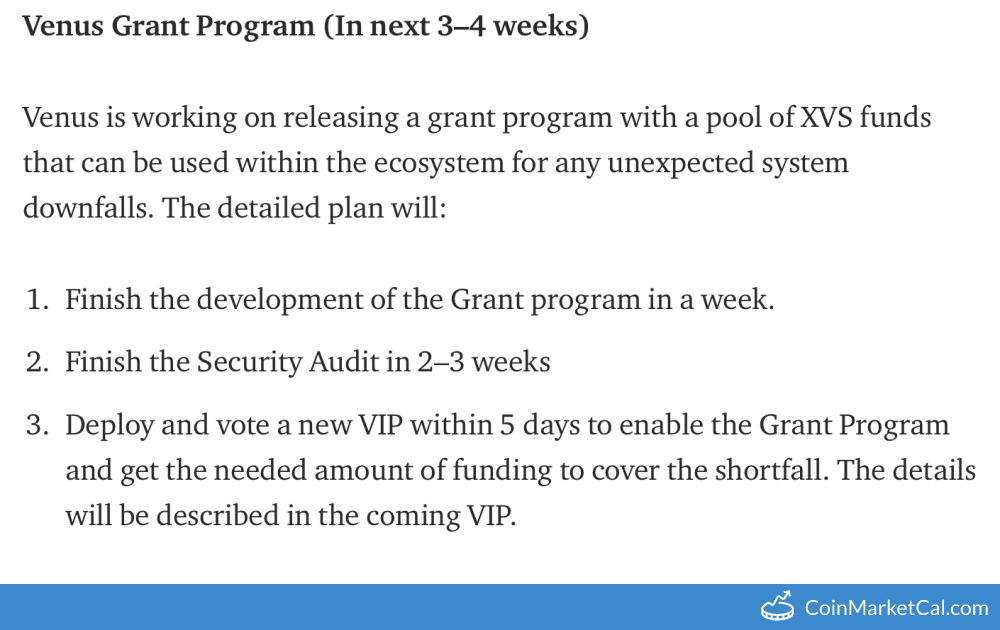 Venus (XVS) - Venus Grant Program