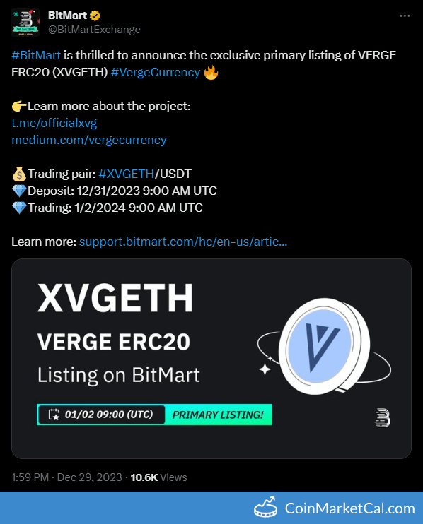 Verge (ETH) (XVG) - BitMart Listing