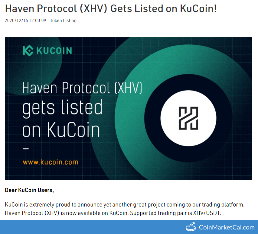 Haven (XHV) - KuCoin Listing