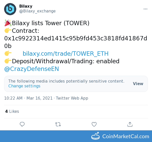 Tower (TOWER) - Bilaxy Listing